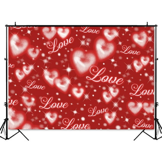 Valentine's Day Backdrop Love Heart Shining Glitter Dots Photo ...