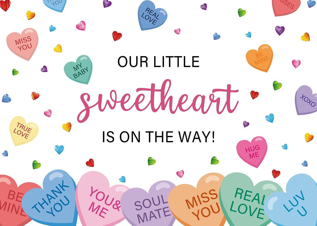 Valentine's Day Backdrop Our Little Sweetheart is On The Way Valentine ...