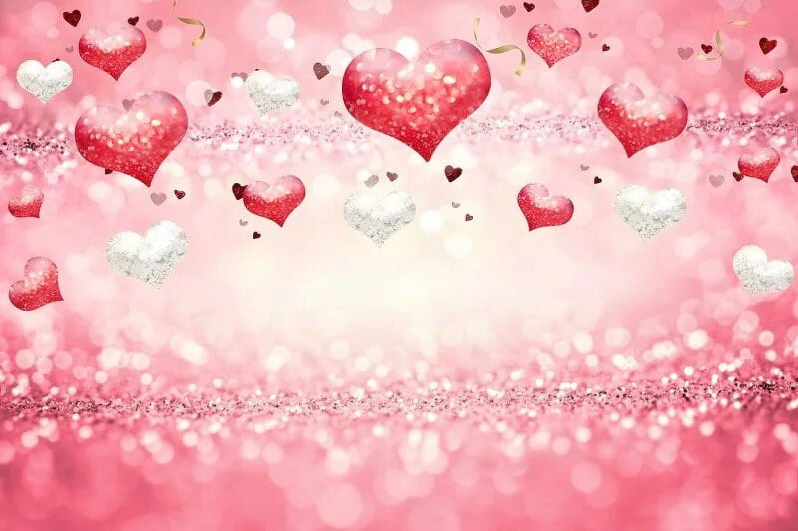 Valentine's Day Backdrop Pink Love Heart Glitter Sequin Wedding Bridal ...