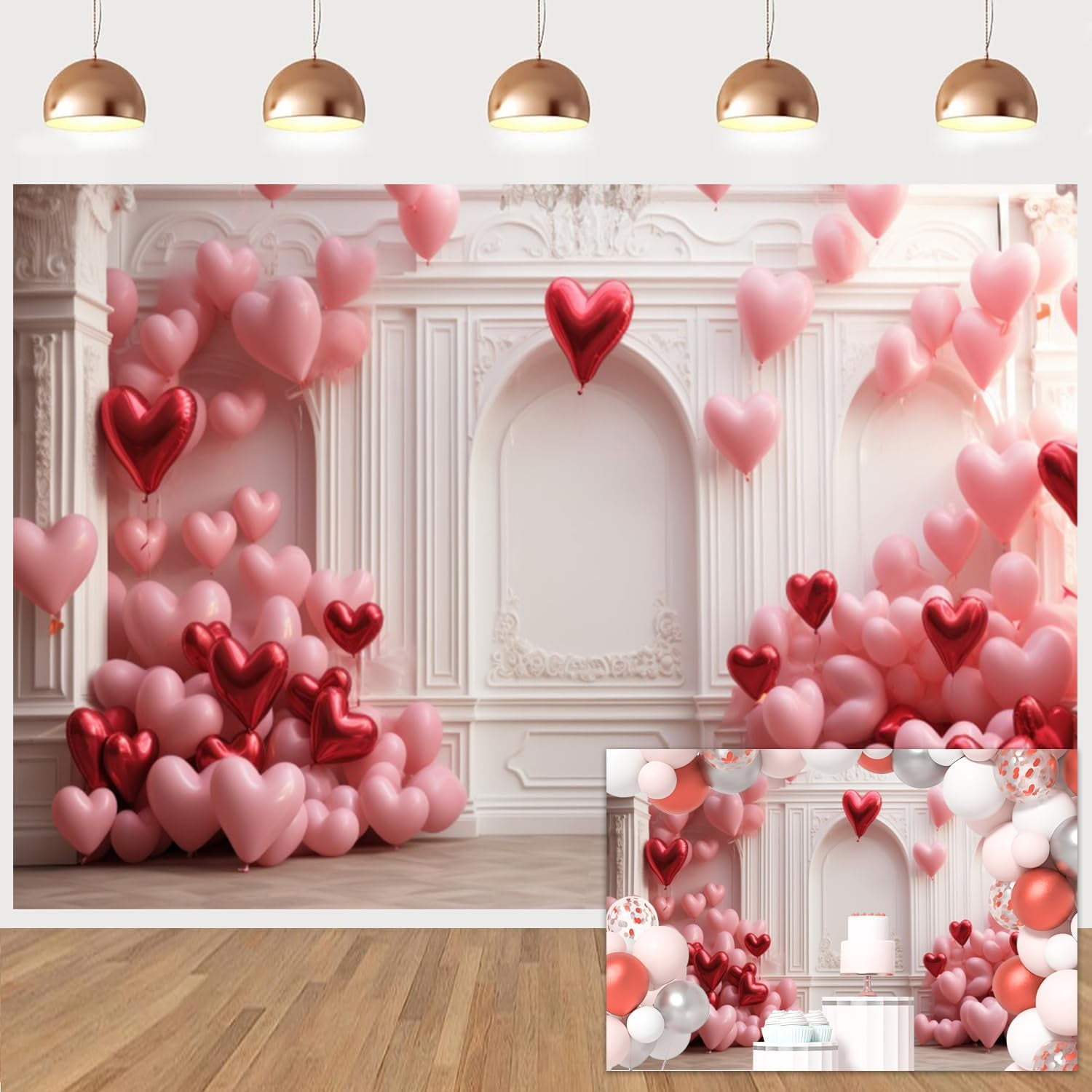Valentine's Day Backdrop Pink Love Heart Photography Background Sweet ...