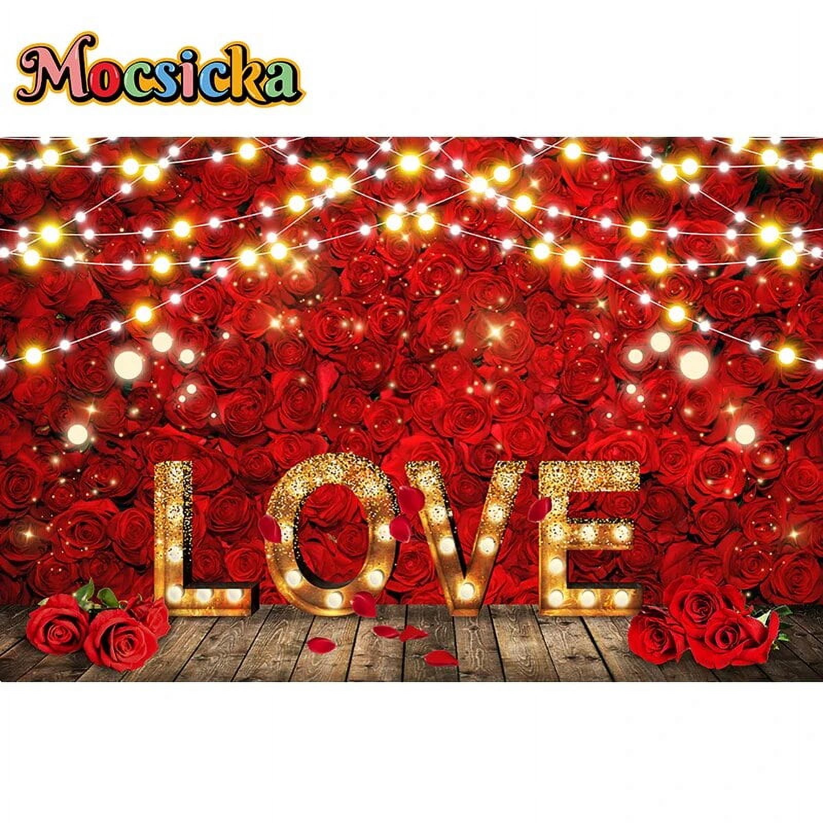 Valentine's Day Backdrop Red Heart Rose Wedding Sweet Confession ...