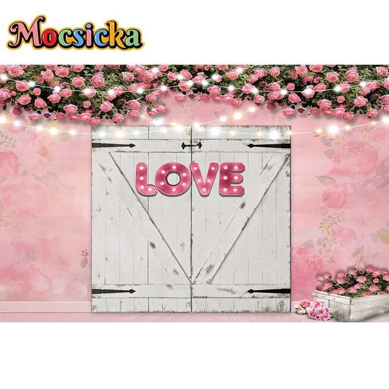 Valentine's Day Backdrop Red Heart Rose Wedding Sweet Confession ...
