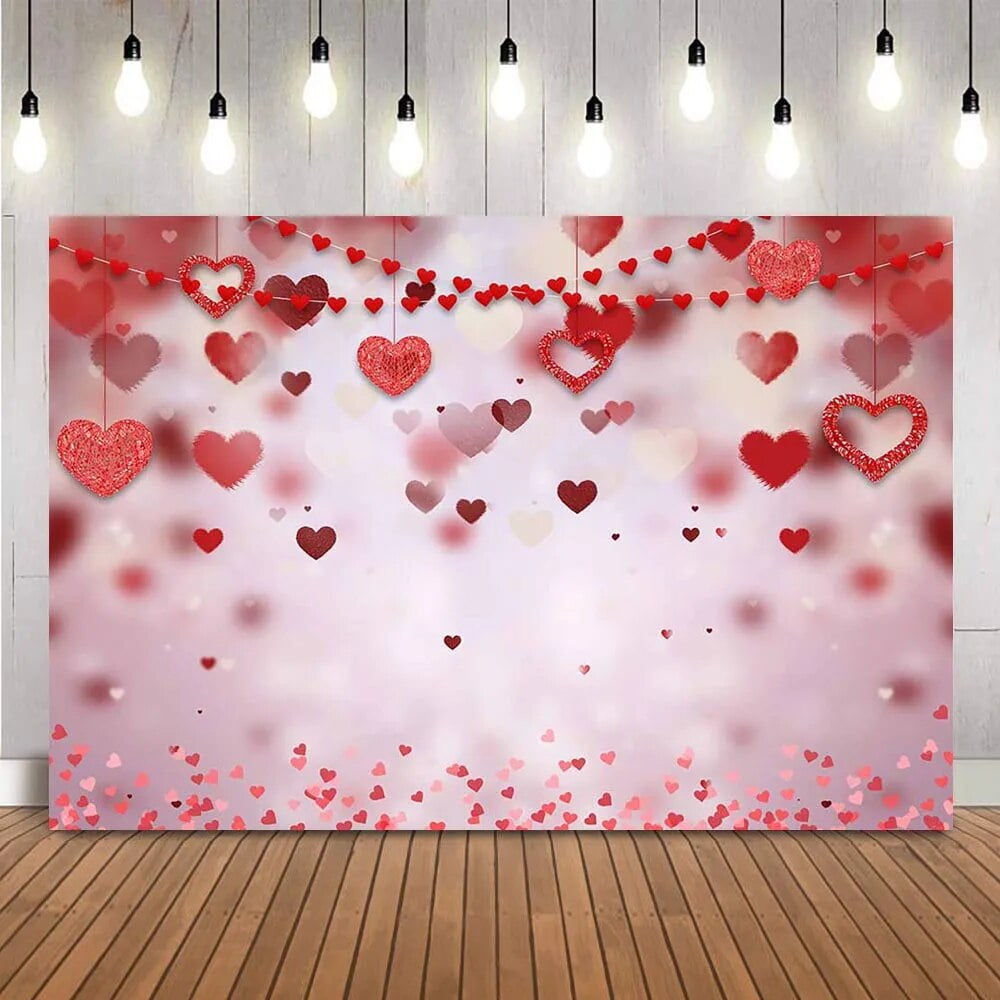 Valentine's Day Backdrop for photography Red Love heart Bokeh ...