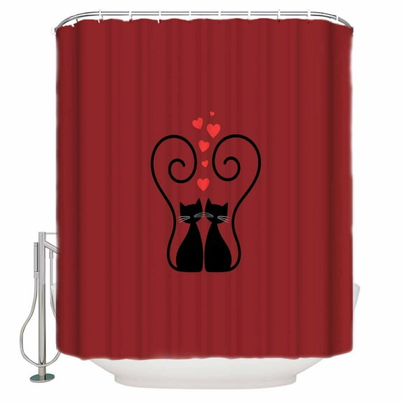 Valentine's Day Bathroom Shower Curtains with 12 Hooks Polyester ...