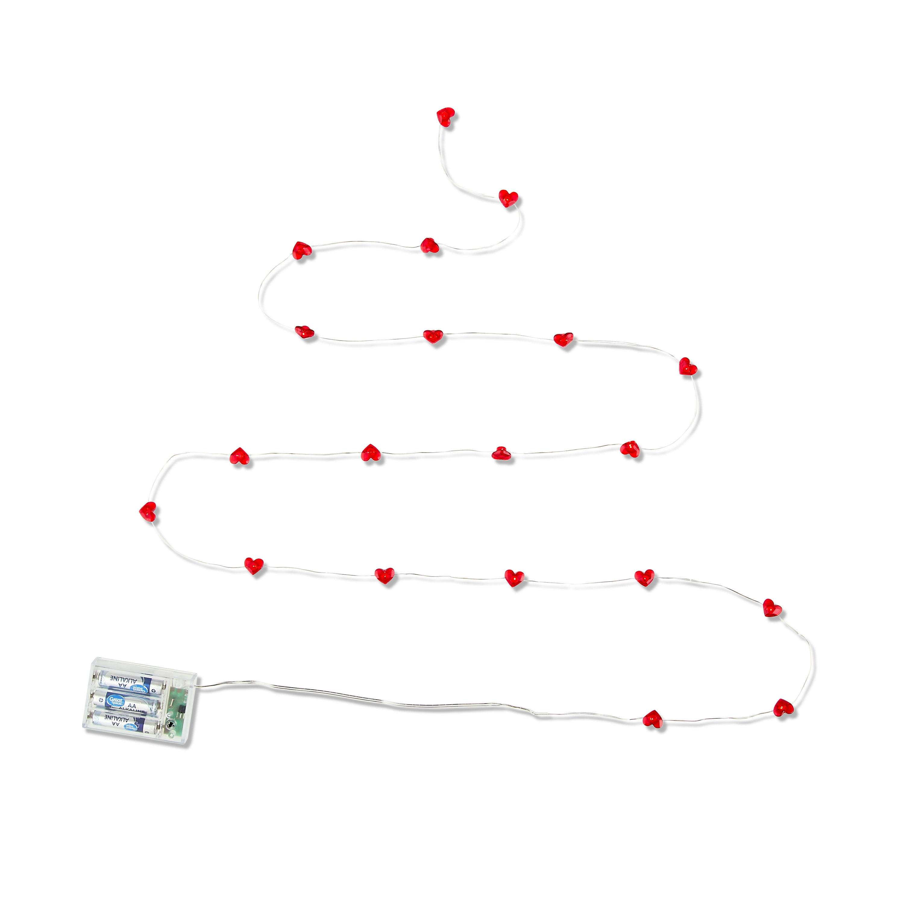 Valentine's Day Battery Operated Red Heart LED String Lights, by Way To ...