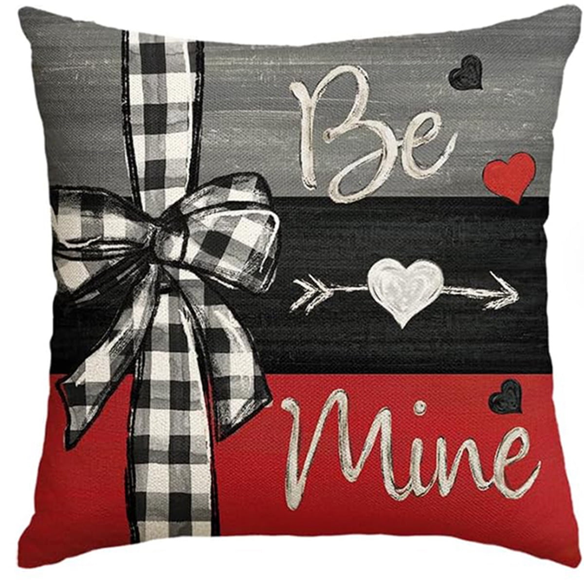 Valentine's Day Be Mine Love Pillowcase, 18 x 18 Inch Hug & Kiss Polka ...