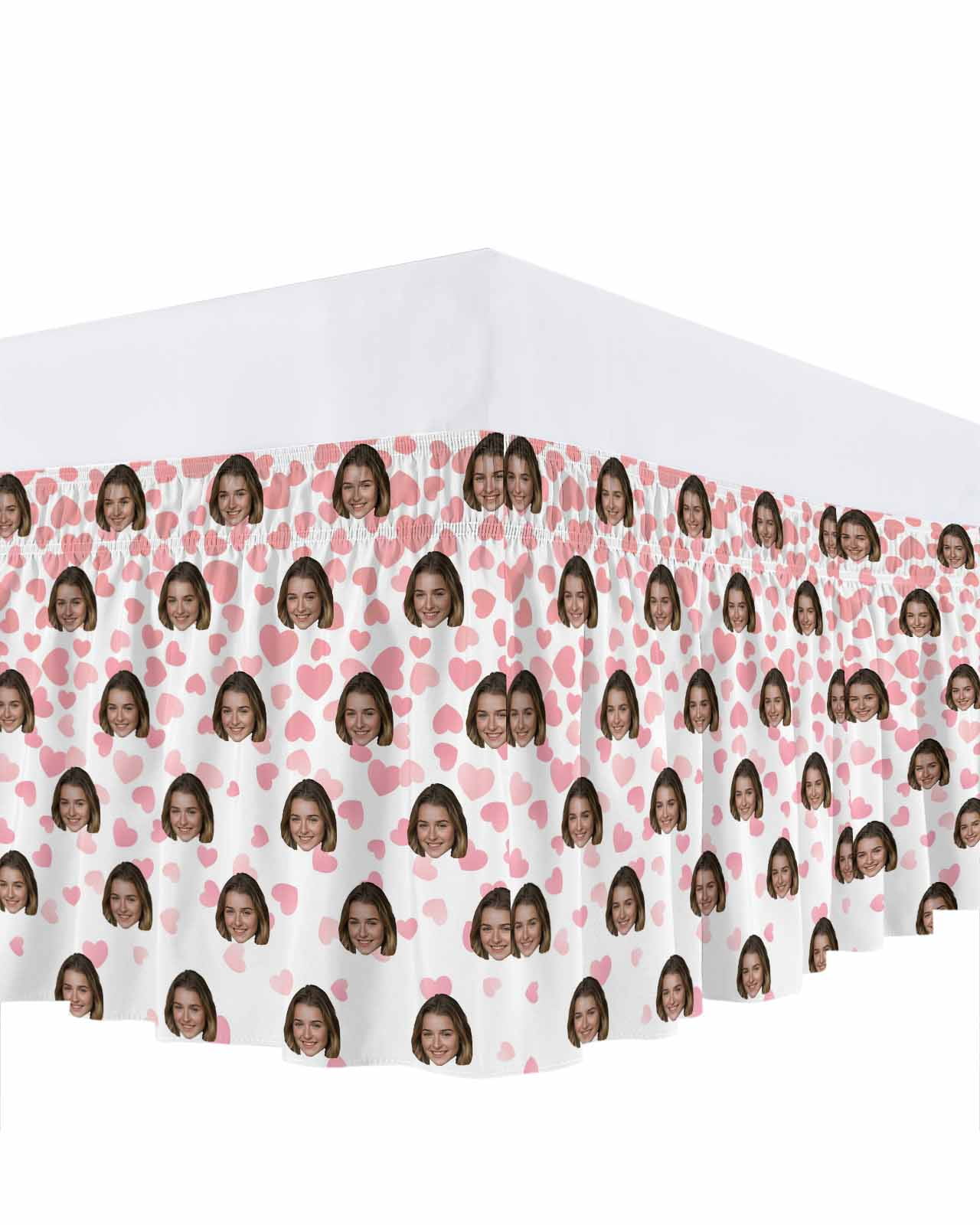 Valentine's Day Bed Skirt King Size 16 Inch Drop, Funny Girl Smile Face ...