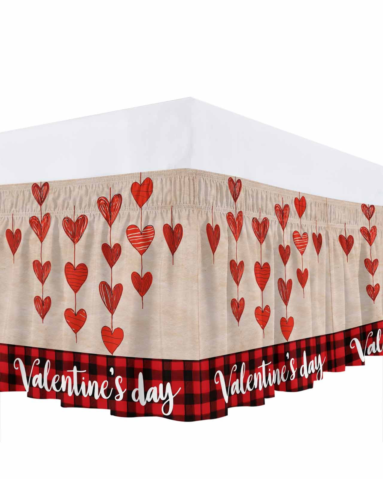 Valentine's Day Bed Skirt King Size 18 Inch Drop, Vintage Red Graffiti ...