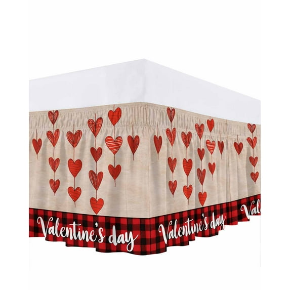 Valentine's Day Bed Skirt King Size 18 Inch Drop, Vintage Red Graffiti ...