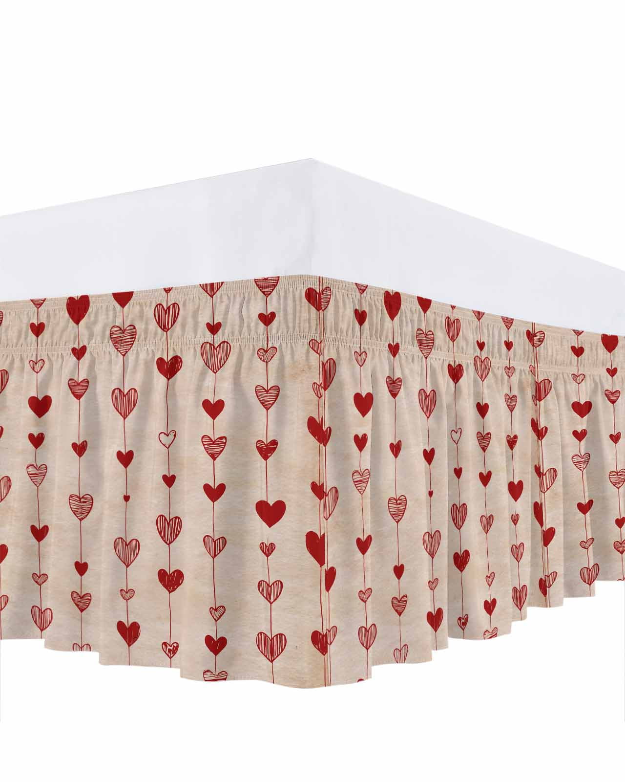 Valentine's Day Bed Skirt Queen Size 18 Inch Drop, Graffiti Style Red ...