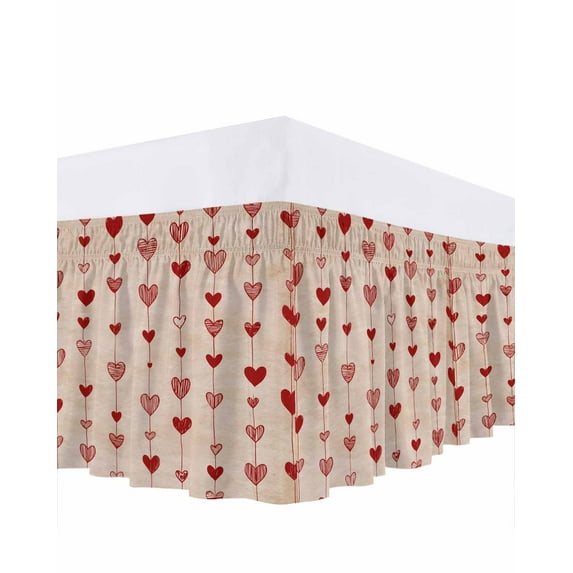 Valentine's Day Bed Skirt Queen Size 18 Inch Drop, Graffiti Style Red ...