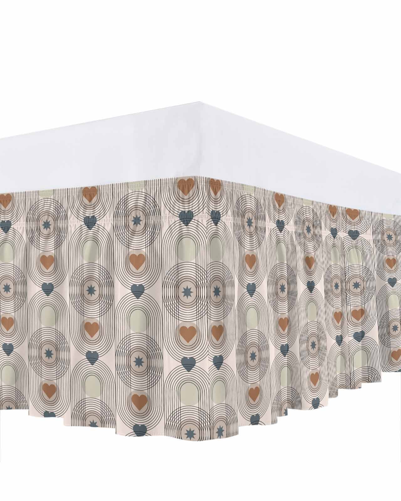 Valentine's Day Bed Skirt Queen Size 18 Inch Drop, Vintage Bohemian Mid ...