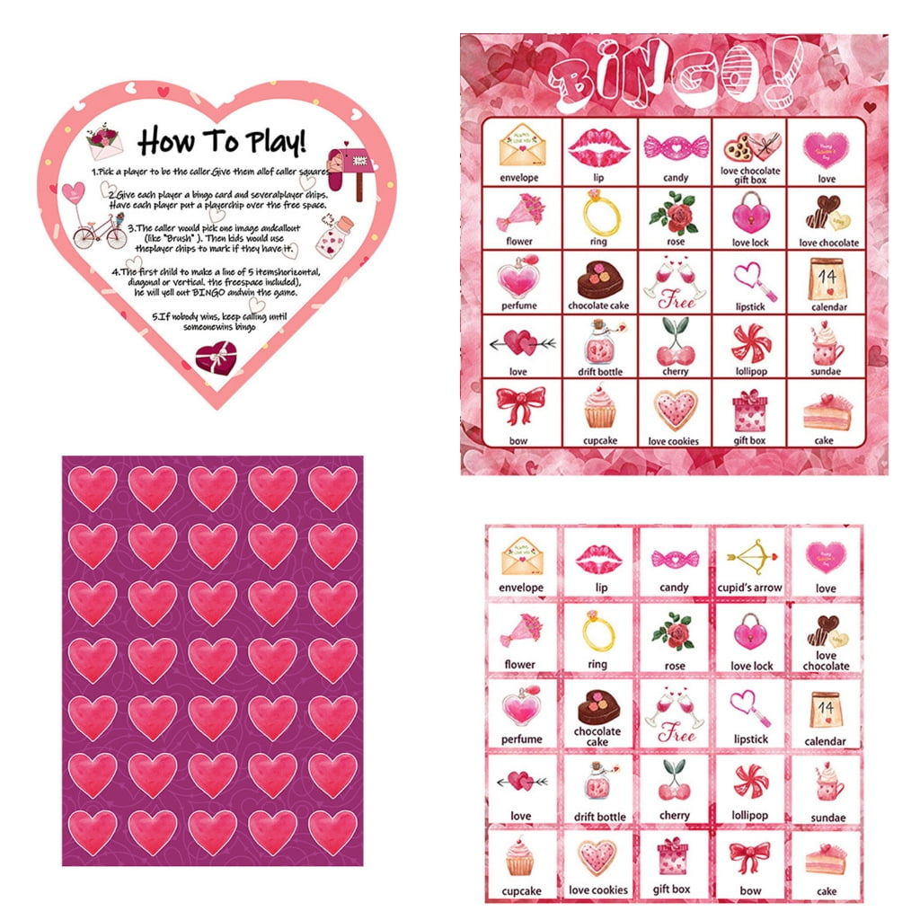 Valentine’s Day Bingo Game Cards for Home Activities Valentines Bingo ...