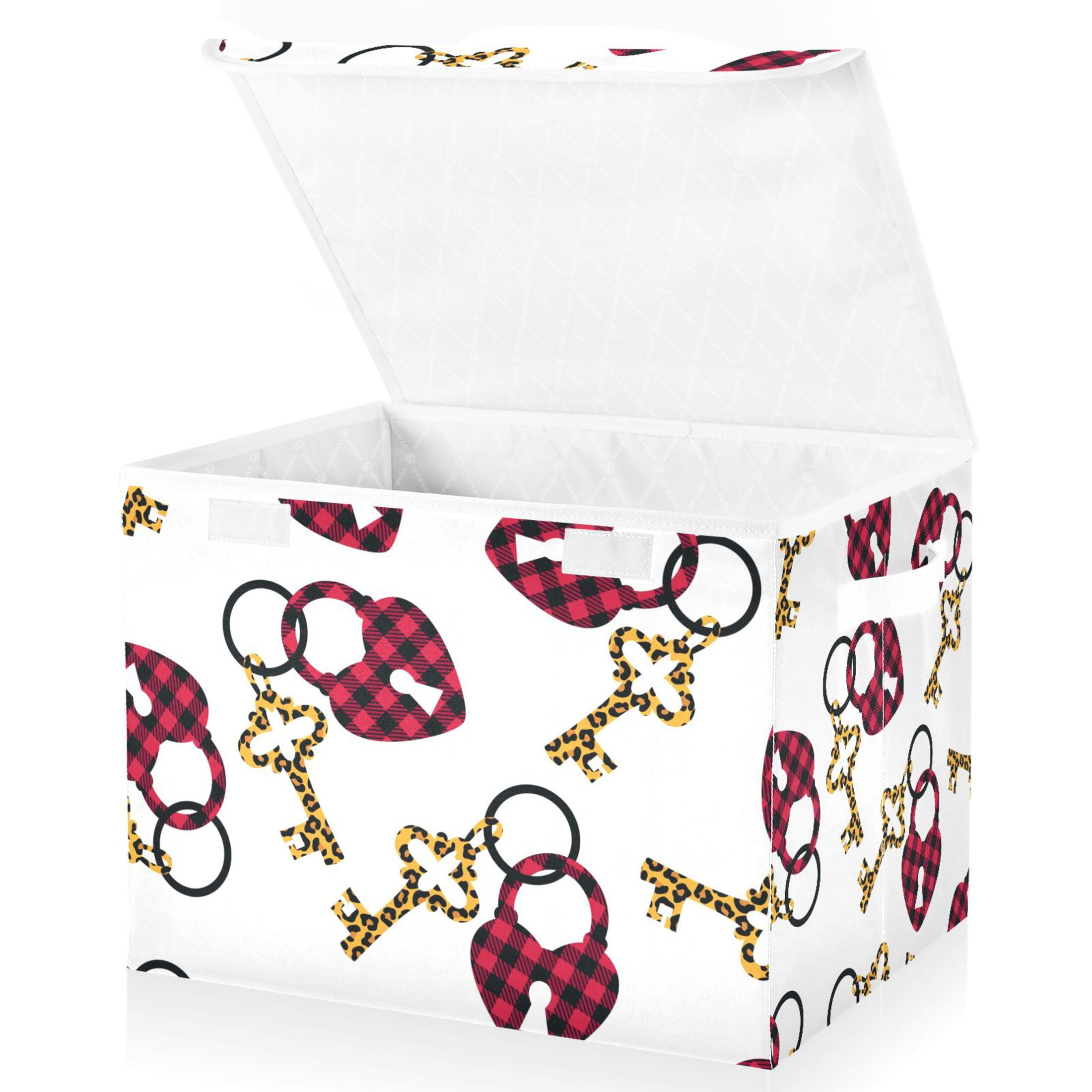 Valentine's Day Buffalo Plaid Heart-shaped Padlock and Leopard Key ...