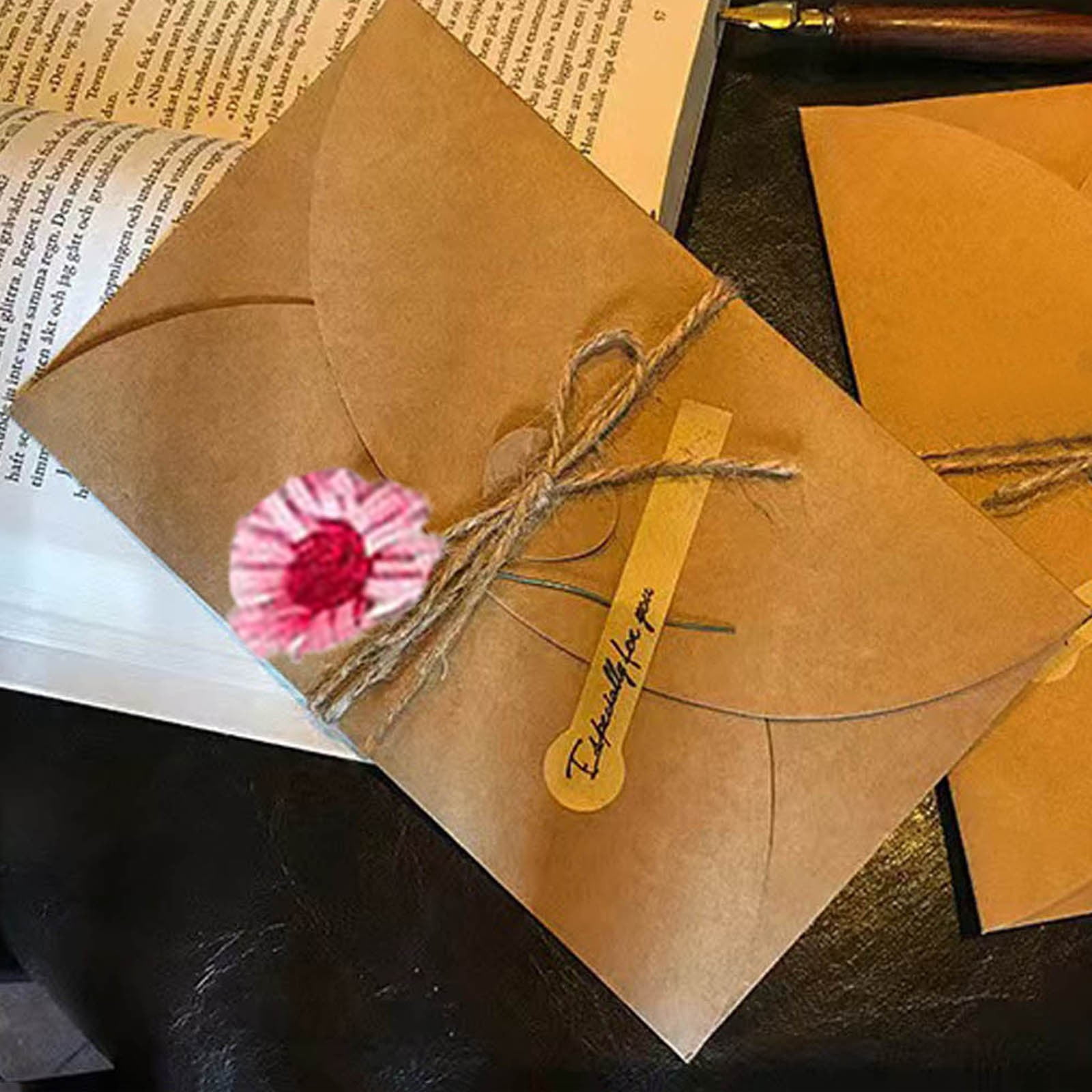 Valentine's Day Cards Contain Envelopes With Dried Flowers Stickers ...