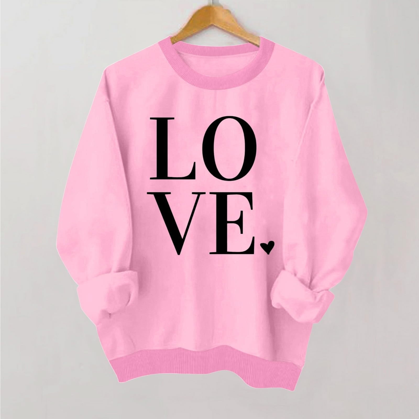 Valentine's Day Casual Womens Sweatshirts Crewneck Long Sleeve Tops Oversized Pullover ...
