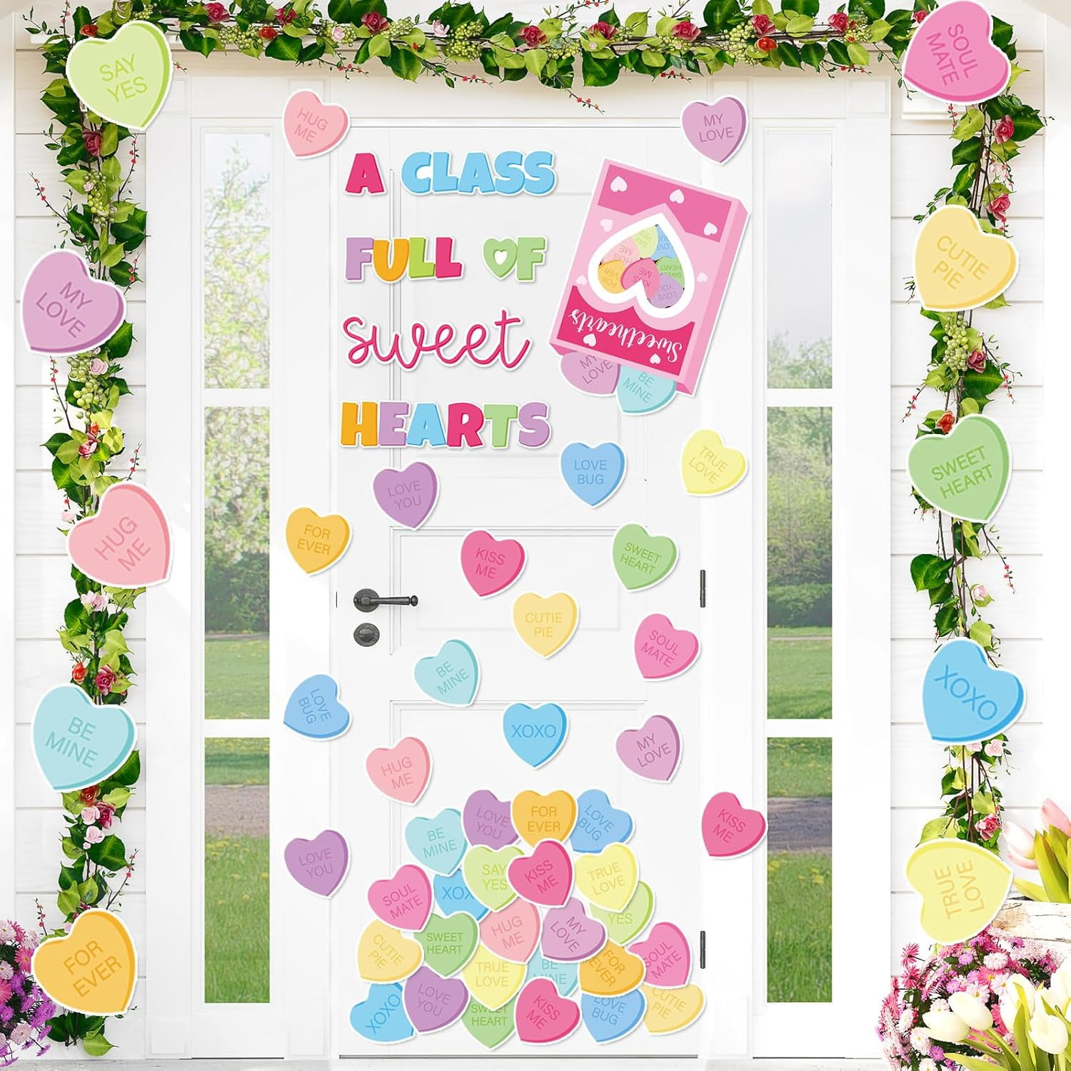 Valentine's Day Classroom Door Decoration Candy Hearts Bulletin Board ...