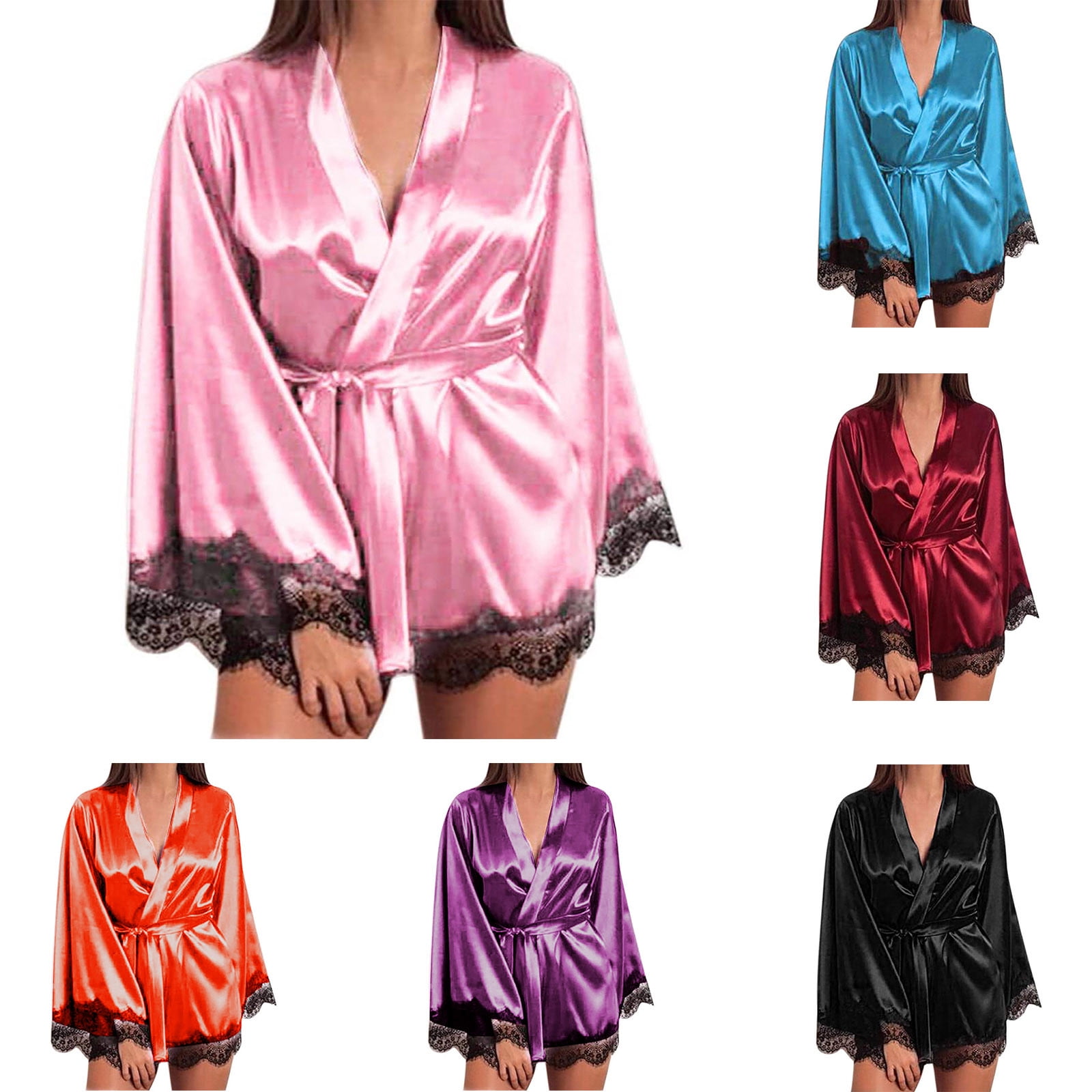 Valentine's Day Clearance Sale! Women's Silk Robe,Satin Robe with Lace ...
