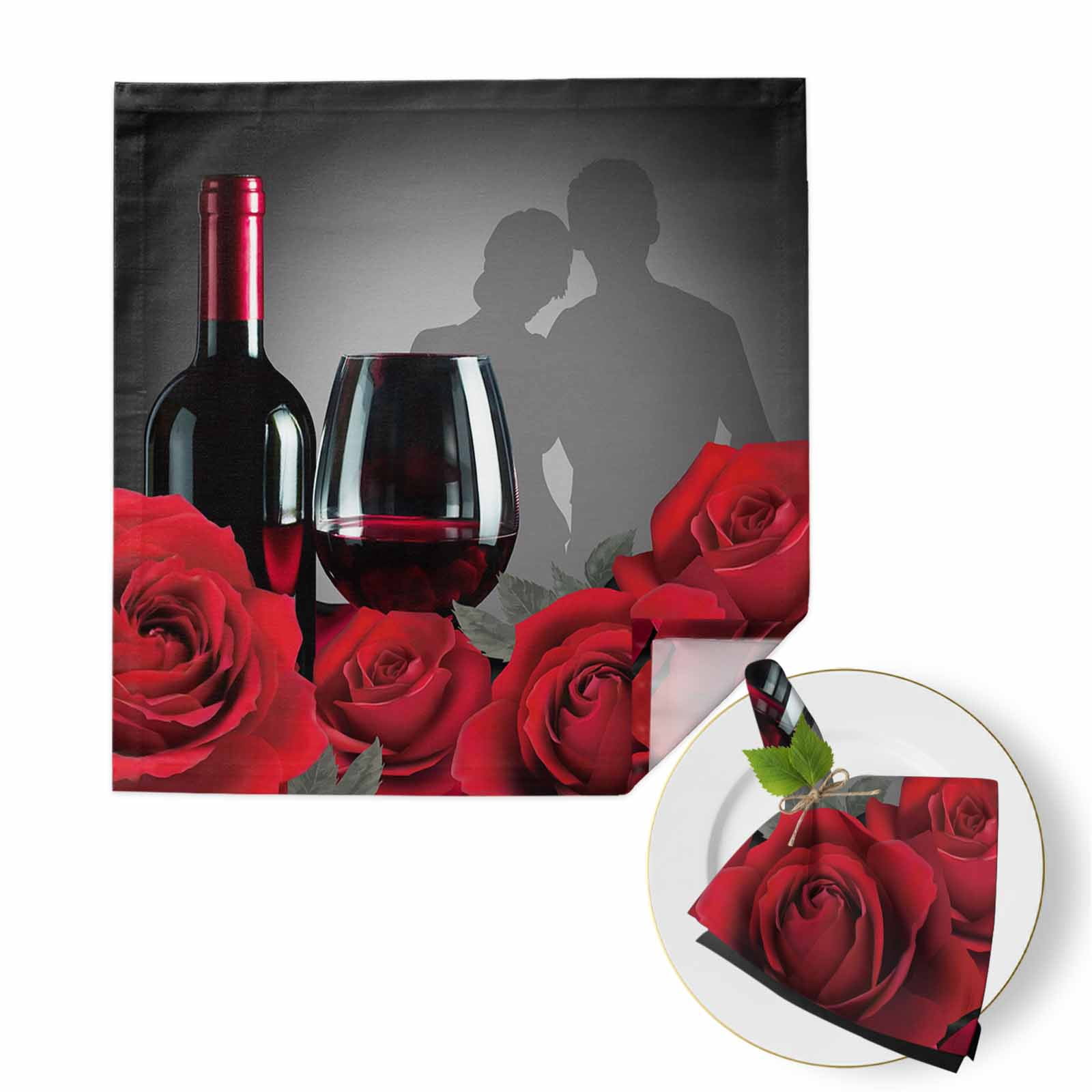 Valentine's Day Cloth Napkins Set of 1 Romantic Couple Lover Shadow Red ...