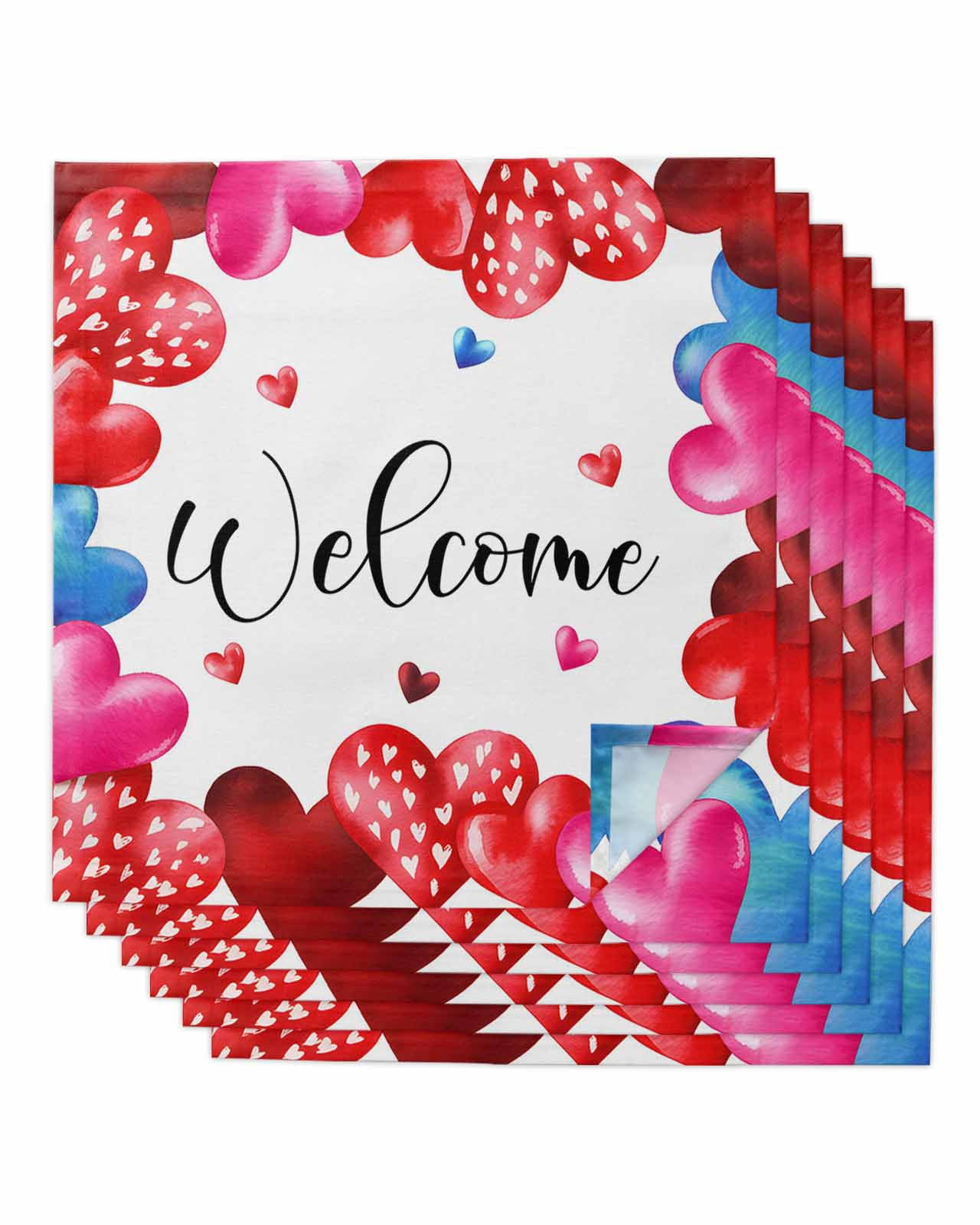 Valentine's Day Cloth Napkins Set of 6 Reusable Dinner Napkins ...