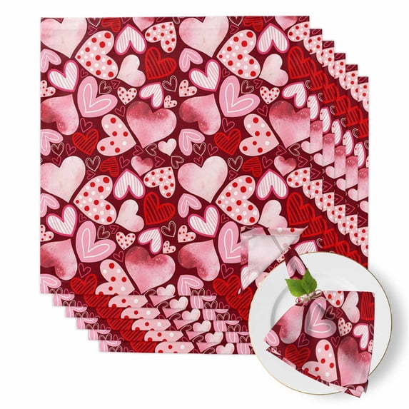Valentine's Day Cloth Napkins Set of 6 Romantic Gradient Red Pink Dots ...