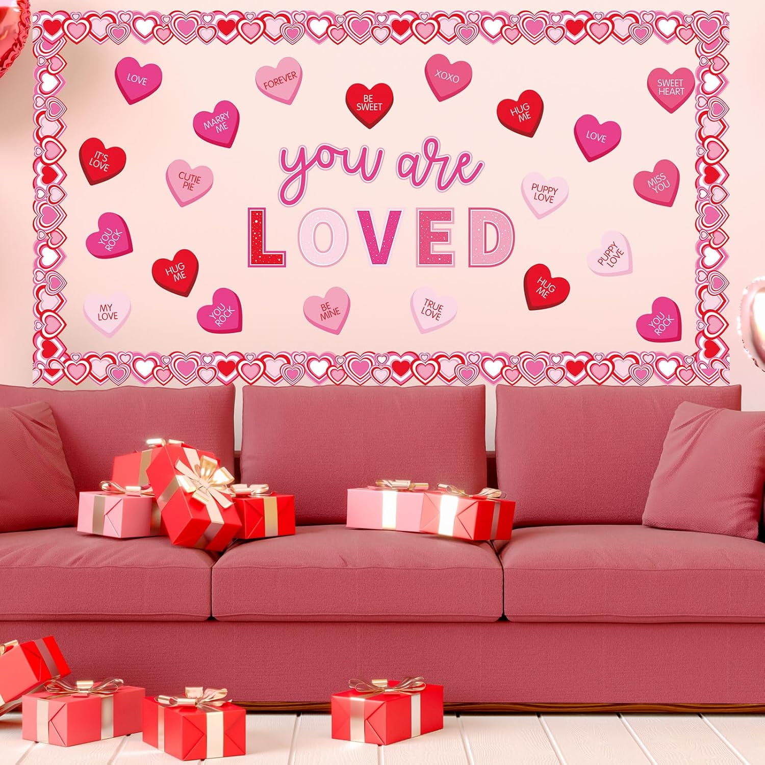 Valentine's Day Conversation Heart Bulletin Board Set Love Heart ...