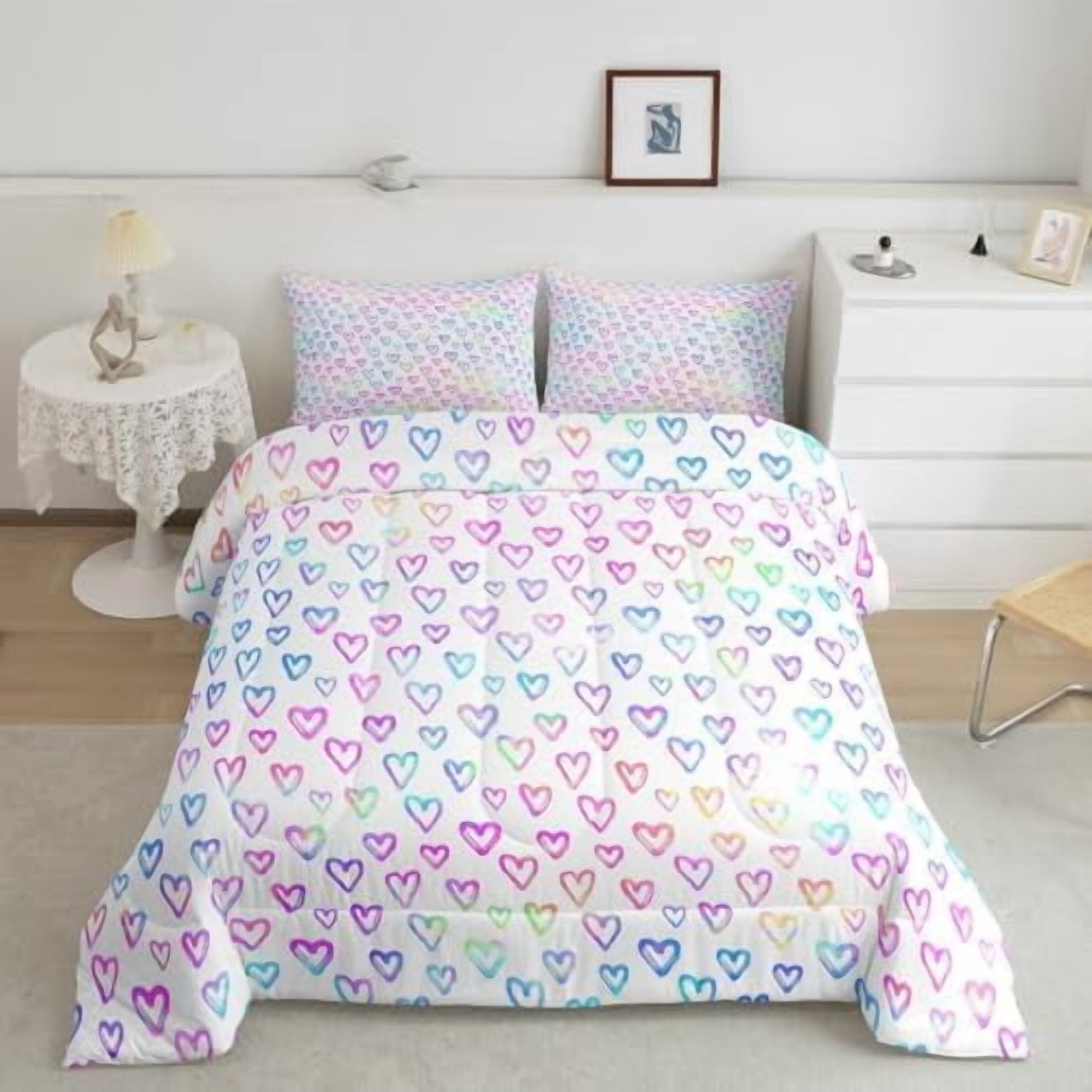 Valentine's Day Couple Comforter Set Full Size,Love Heart Romantic ...