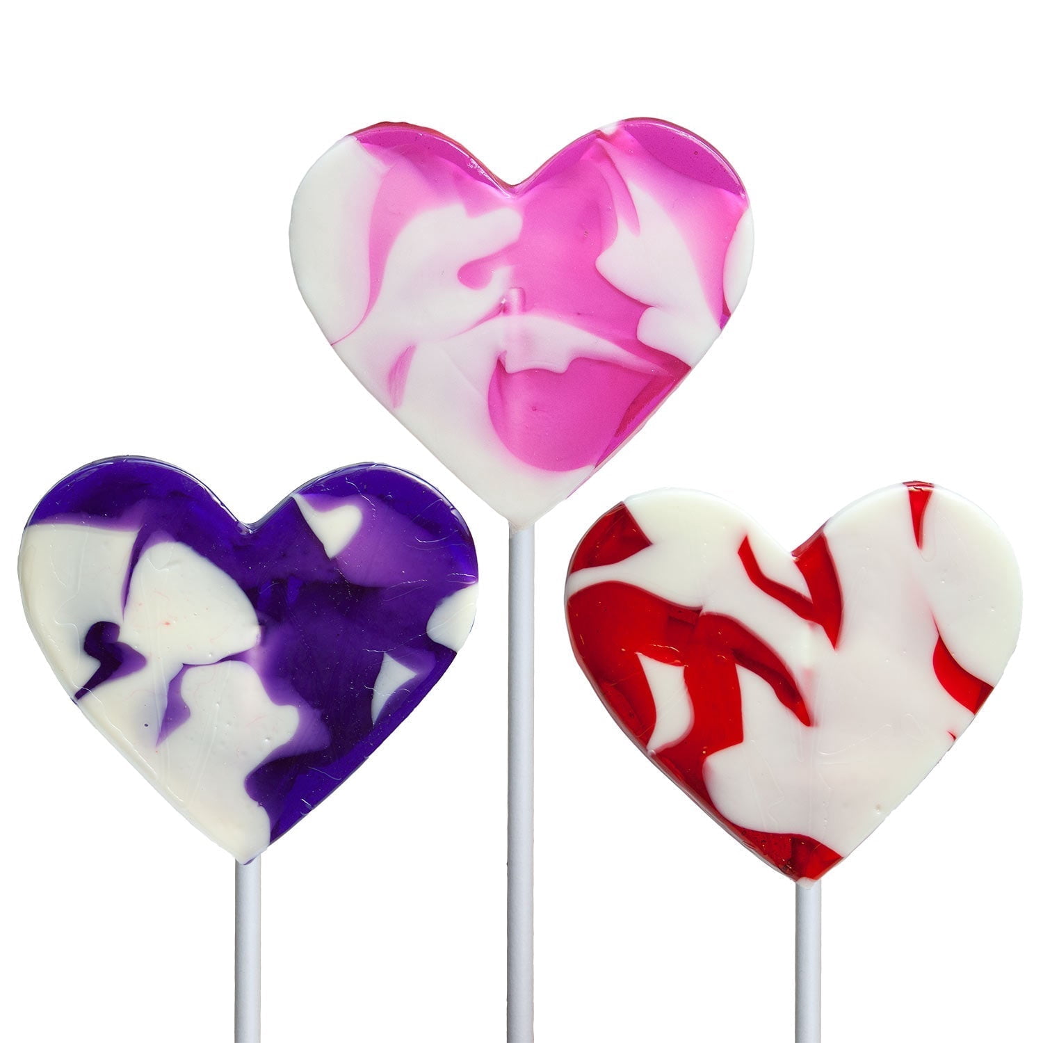 Valentine's Day Cream Swirl Heart Lollipops, 3 Pops, Pink, Red & Purple ...