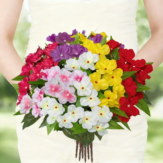 Valentine's Day Decor Flowers Artificial Azalea 5 Headed Impatiens ...