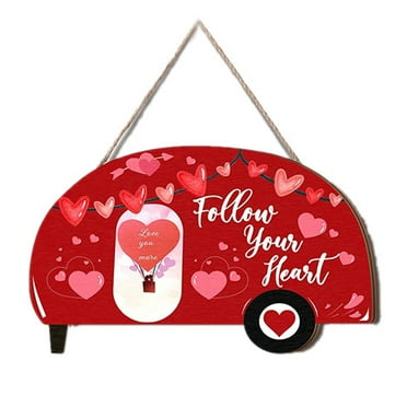Pnellth Valentines Day Door Sign Romantic Front Door Hanging Ornament ...