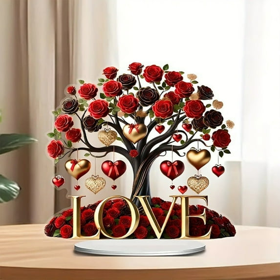 Valentine's Day Decor Valentine Tree Sign 2D Acrylic Plaque Love Heart ...
