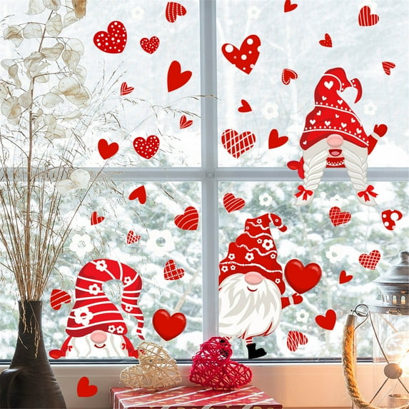Valentine's Day Decor Valentines Window Clings Double Sided Red Heart ...