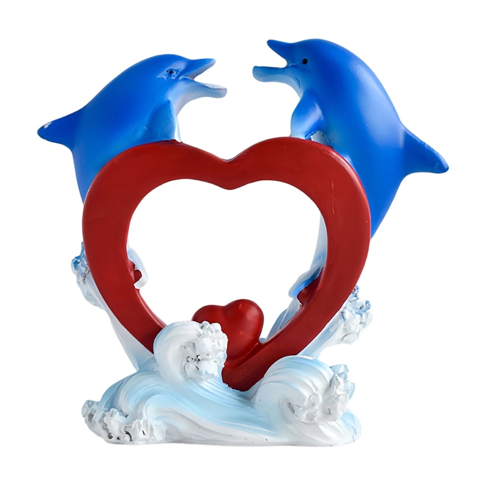 Valentine’s Day Dolphin & Heart Resin Figurine – Ocean Theme Love ...