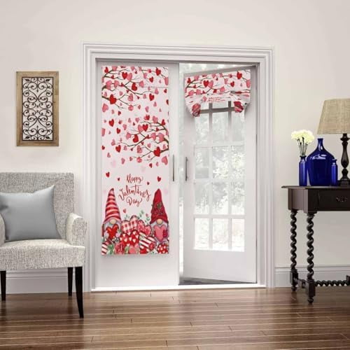 Valentine's Day Door Curtains for Windows,Pink Gnomes Sweet Love Front ...