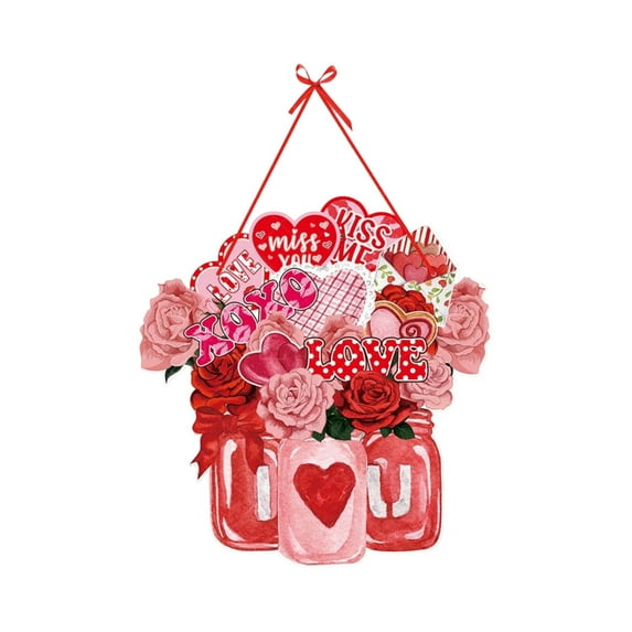 Valentine's Day Door Hanger, Romantic Heart Decor, 2-Piece Door Sign ...