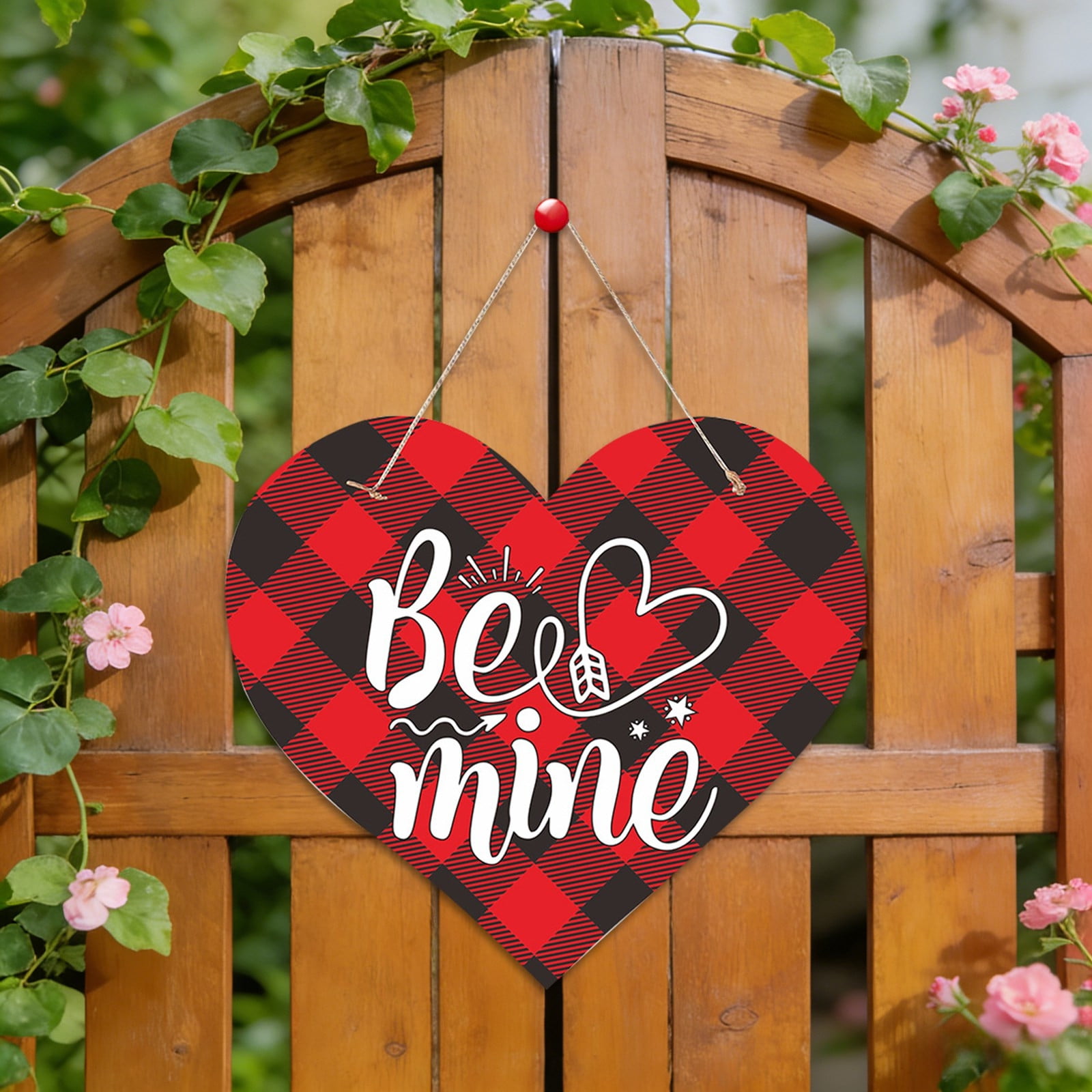 Valentine's Day Door Hanger Sign for Home with Heart Design and Warm ...