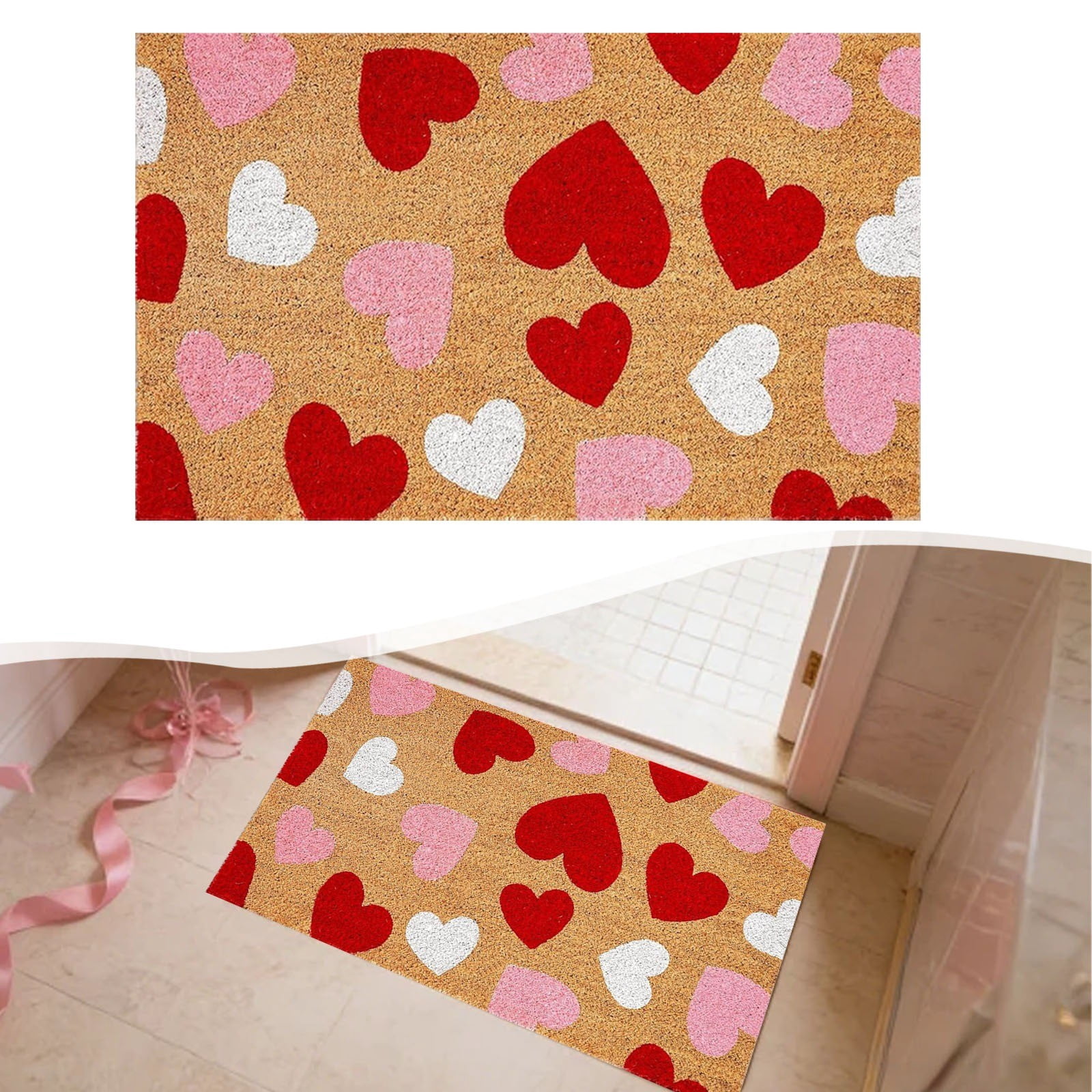 Valentine' s Day Door Mat Natural Coir Welcome Floor Mat Love ...