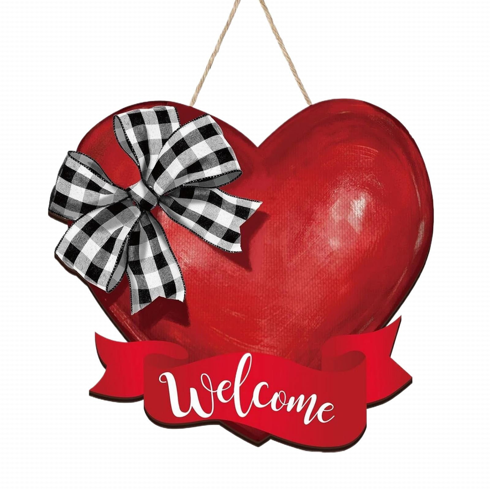 Valentine's Day Door Sign Wooden Valentines Door Decoration Red Heart ...