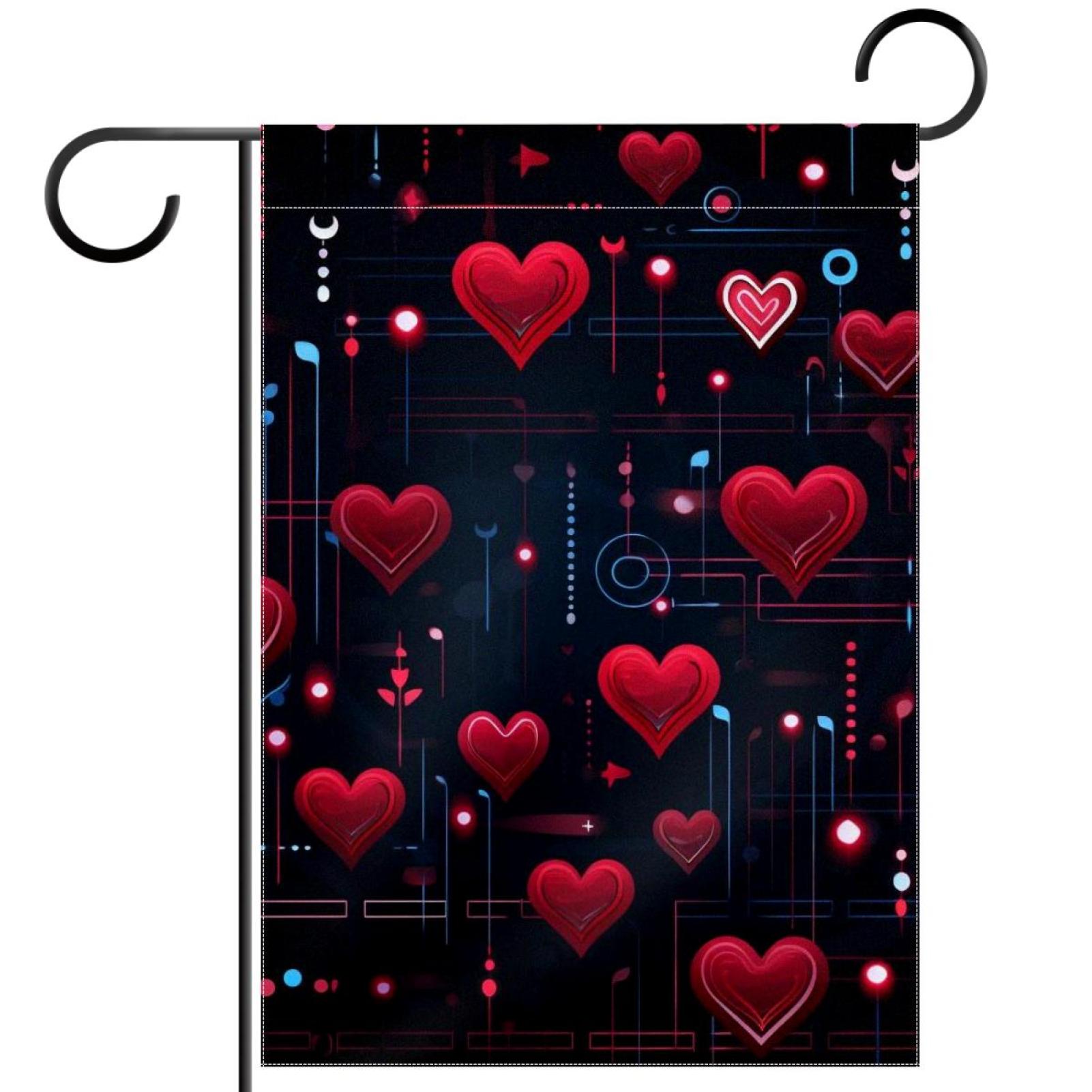 Valentine's Day ECG Garden Flag 12x18 Inch Double Sided Outdoor Yard ...