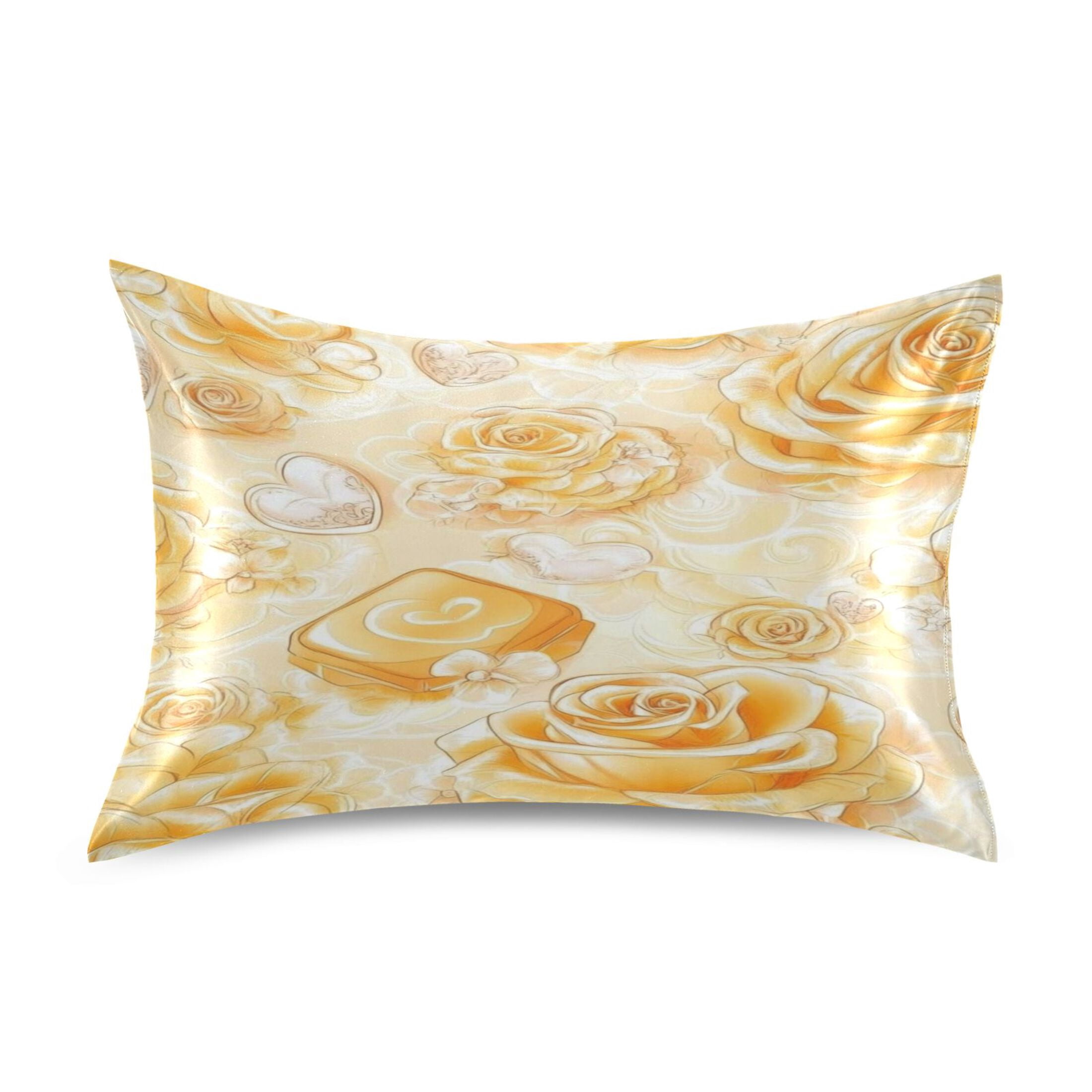 Valentine's Day Element Flowers Satin Pillowcase 20''x26'' Double-Sided ...