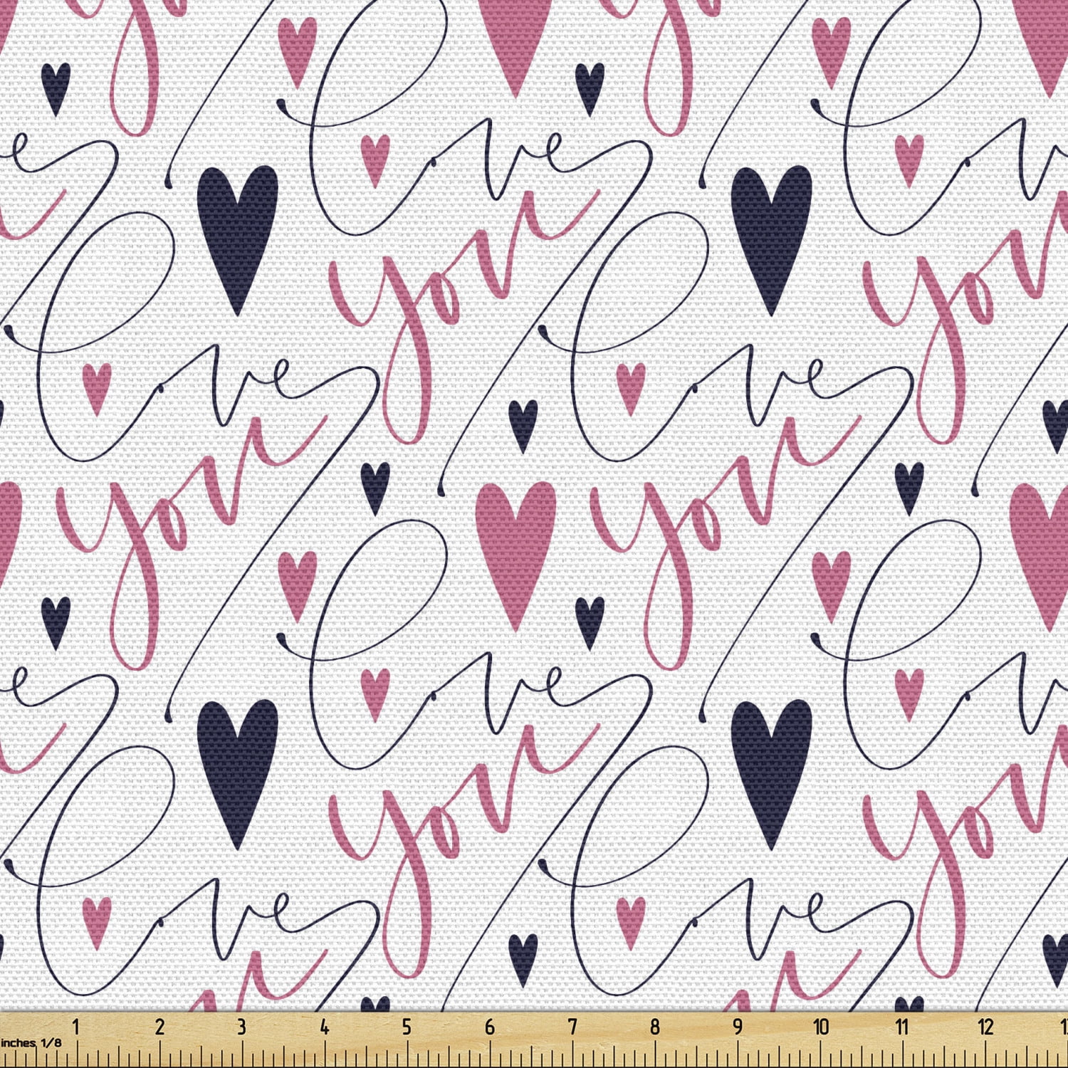 Ambesonne Valentine's Day Fabric by the Yard Upholstery, Cursive Love ...