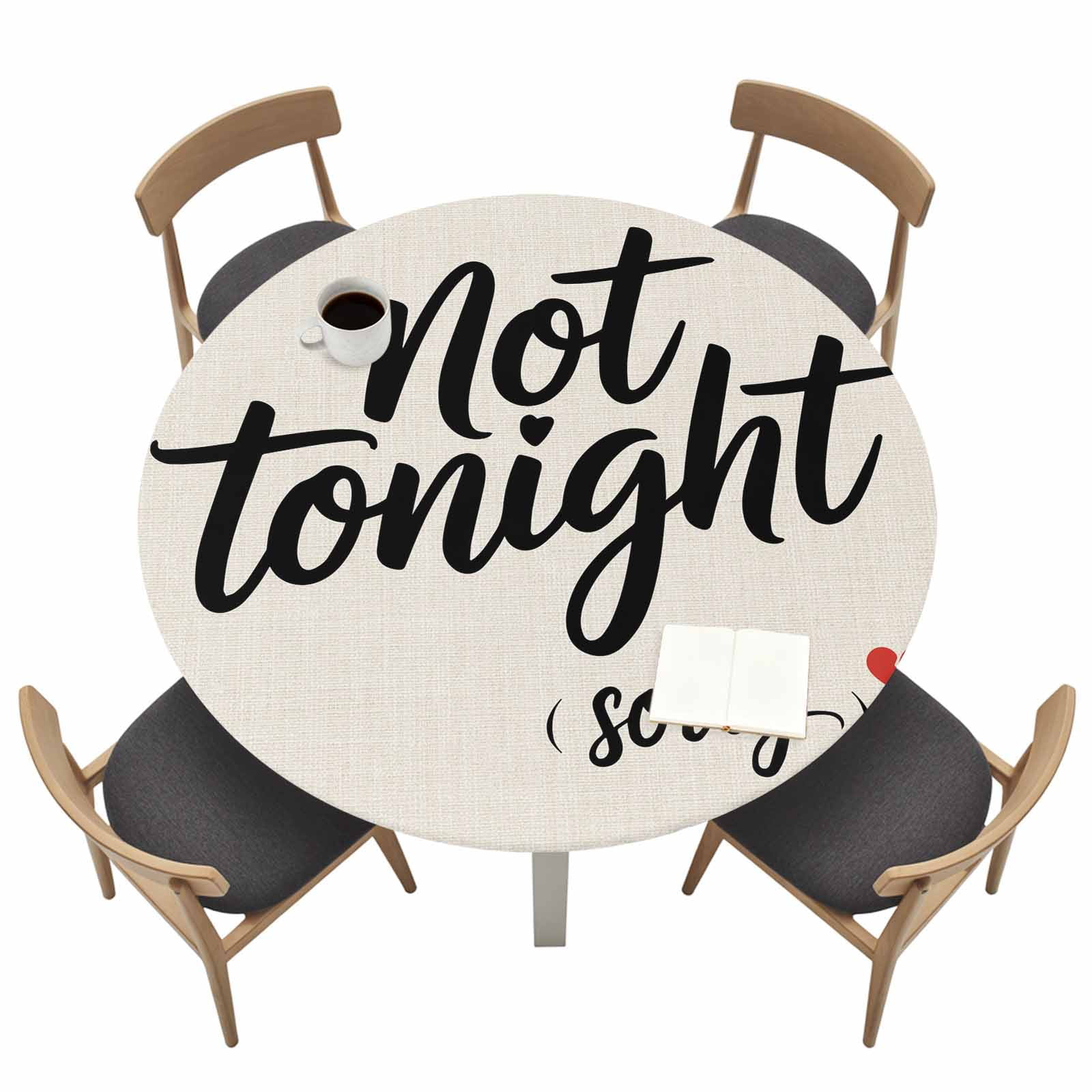 Valentine's Day Fitted Tablecloth with Elastic Edged, Round Table Cloth ...