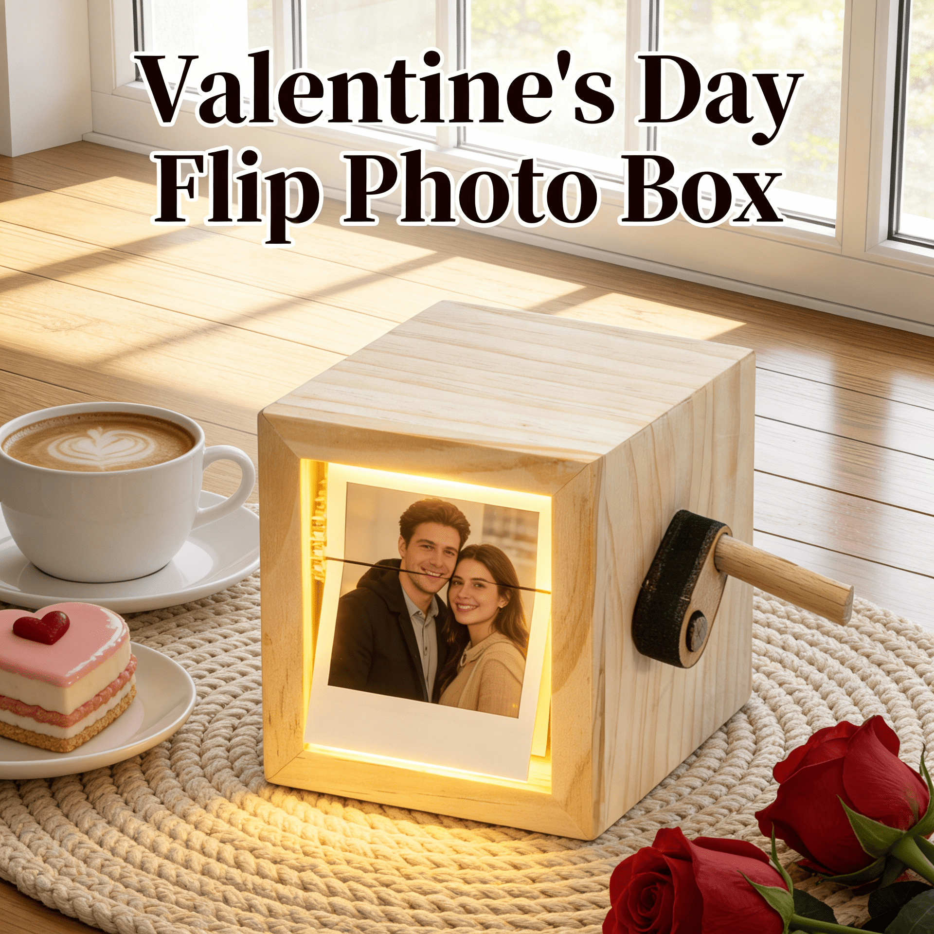 Valentine's Day Flip Photo Box, Personalized Multiple Photos Flip Box ...