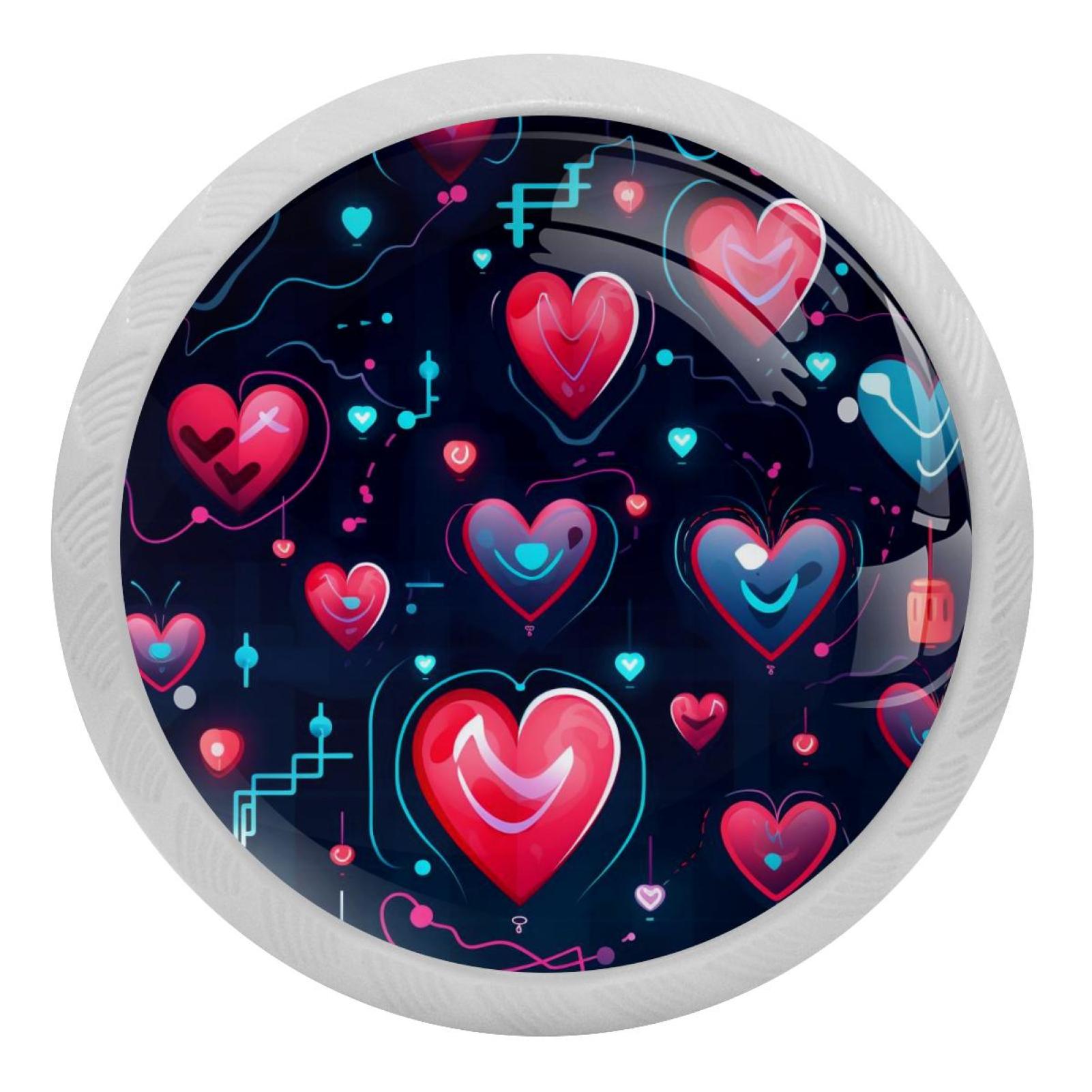 Valentine's Day Fluorescent Drawer Pulls: Round 4-Pack with Glow-in-the ...