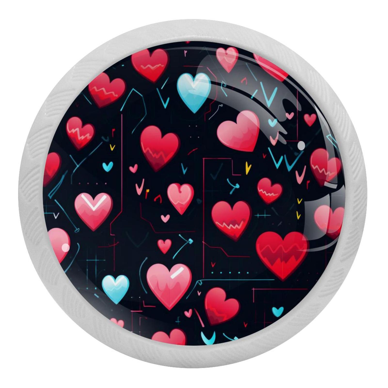 Valentine's Day Fluorescent Drawer Pulls with Screws: Round 4-Pack Glow ...