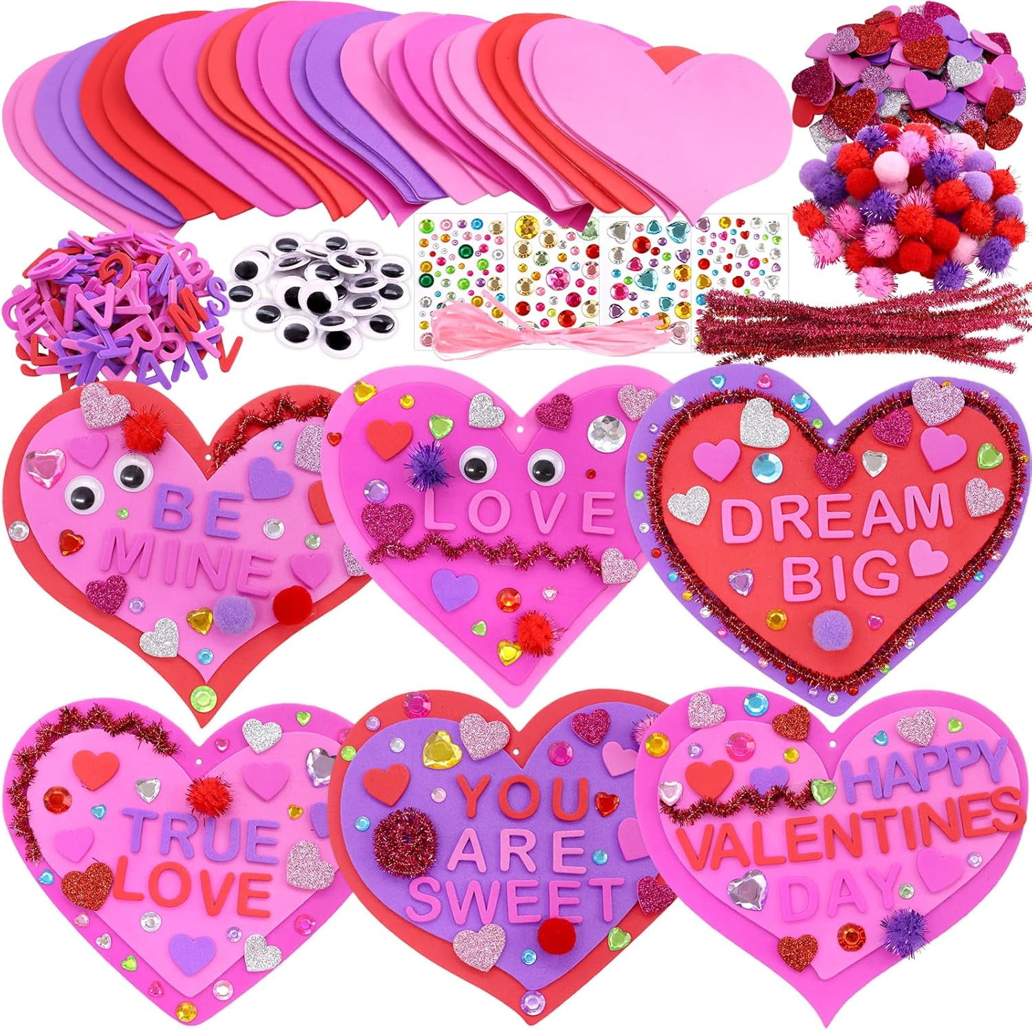 Valentine's Day Foam Heart Ornaments Craft DIY Valentine Craft Kits ...