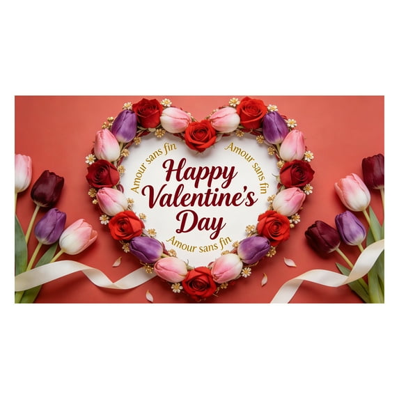 Valentine's Day Garage Door Banner with Rose Heart and Chocolate Design ...