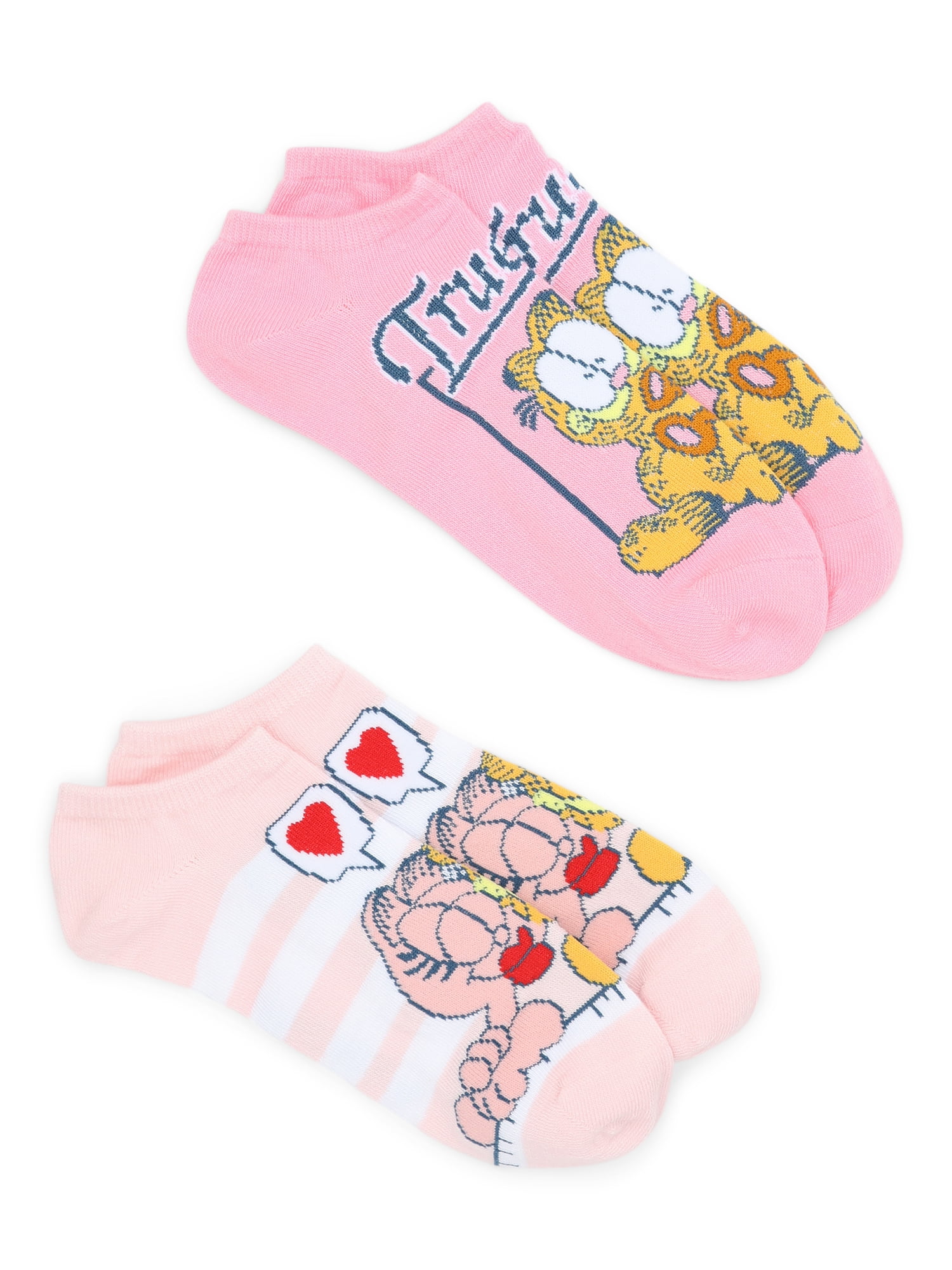 Garfield Valentine's Day No-Show Socks Gift Set, 2-Pack, Women's ...