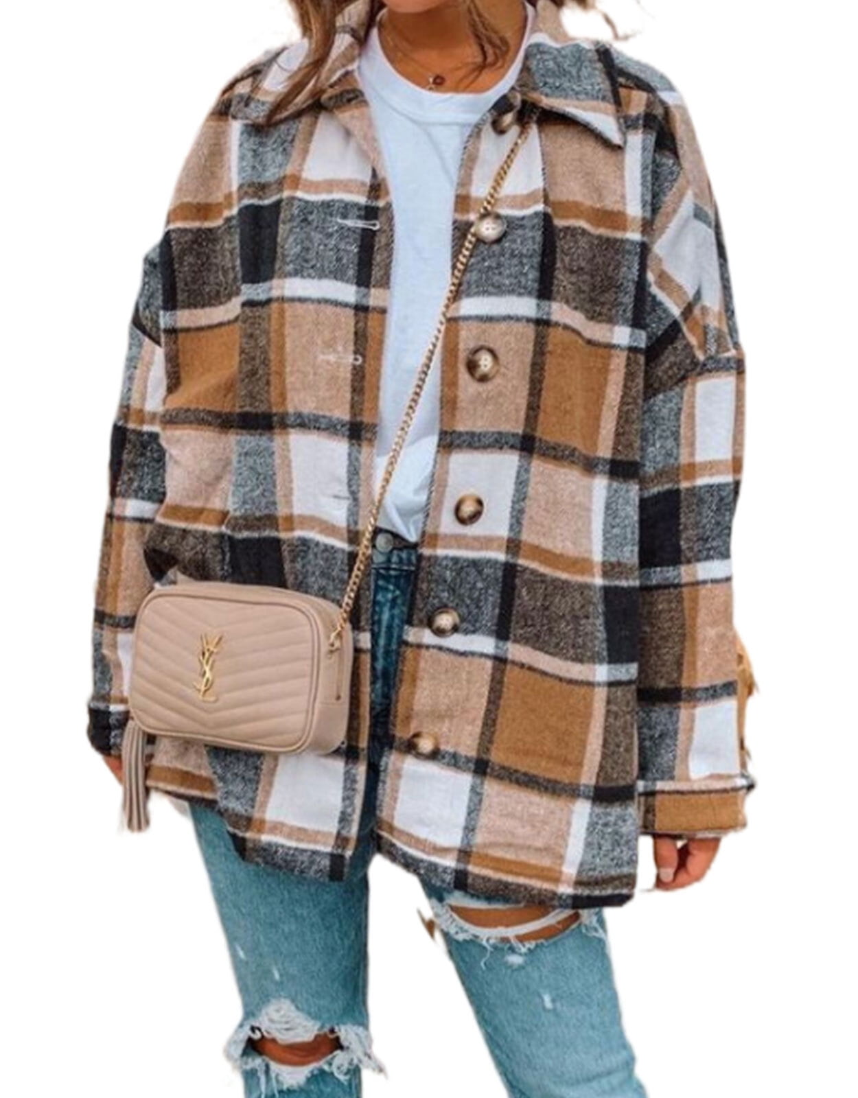 Valentines Flannel Shirts for Women Casual Plaid Long Sleeve Shackets ...