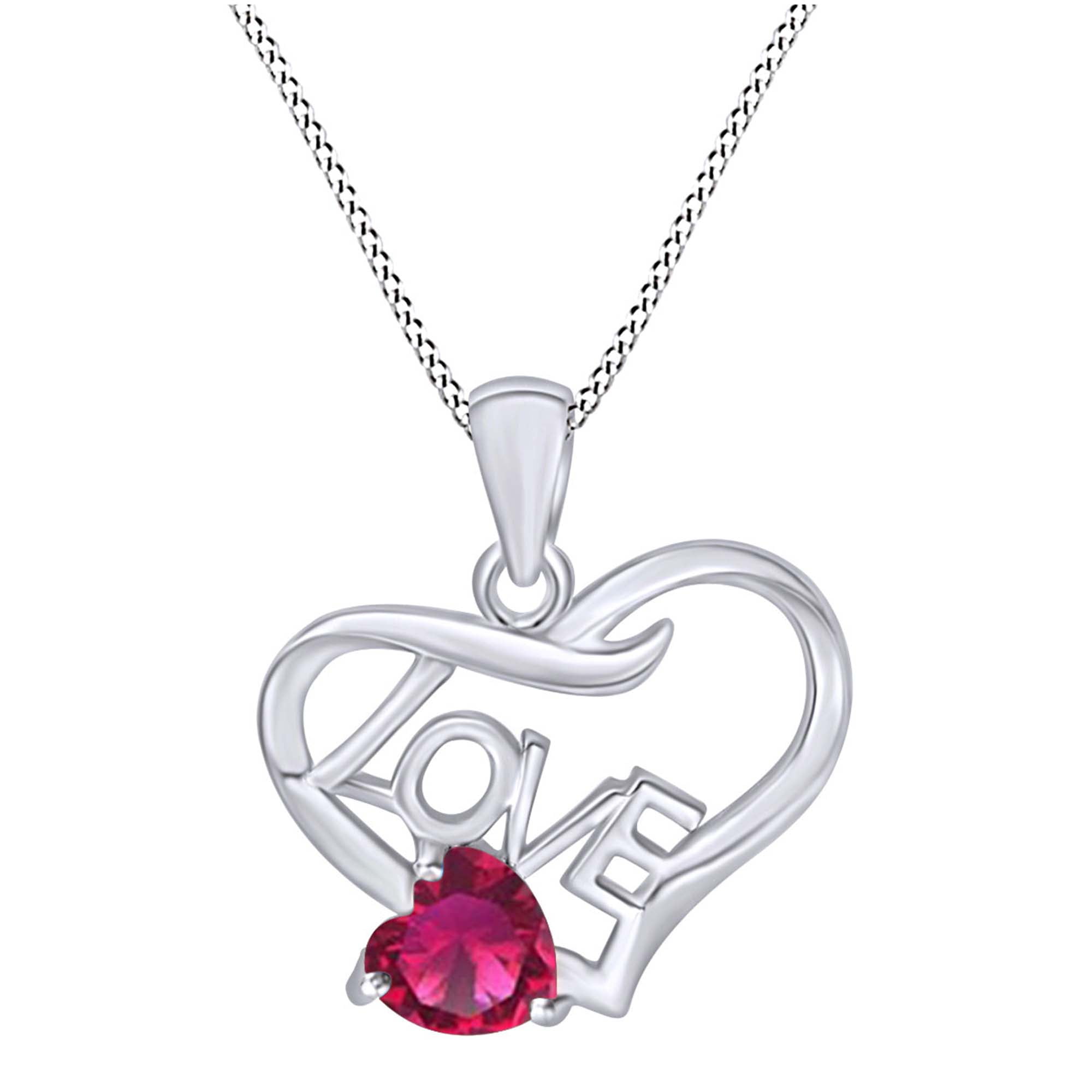 AFFY Valentine's Day Gift Heart Shape Simulated Ruby Love Heart Pendant ...